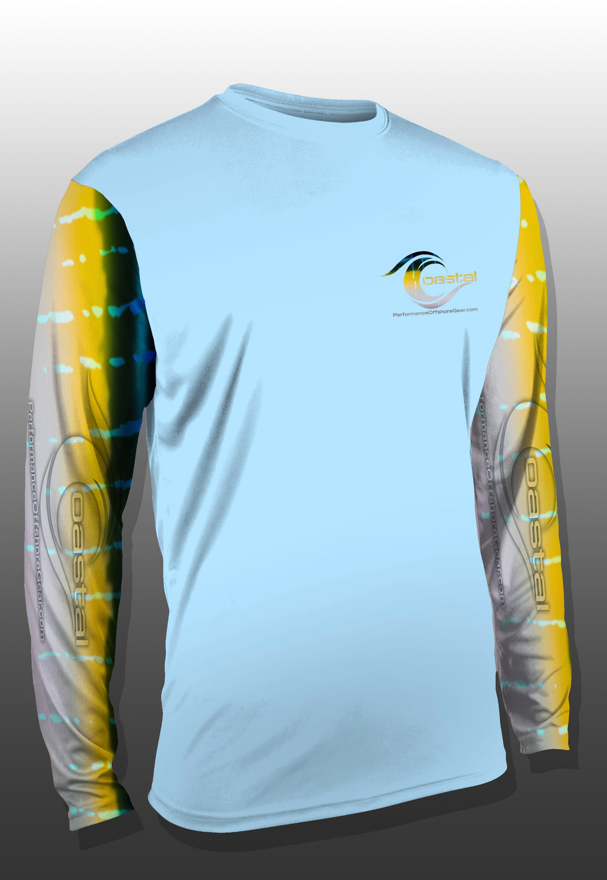 Coastal Light Blue Tuna Marlin Performance Long Sleeve T-shirt ...
