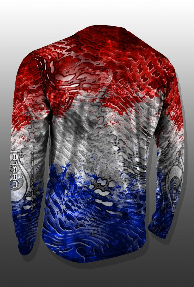 Coastal Red White & Blue Camo Performance Long Sleeve T-shirt – Coastal ...
